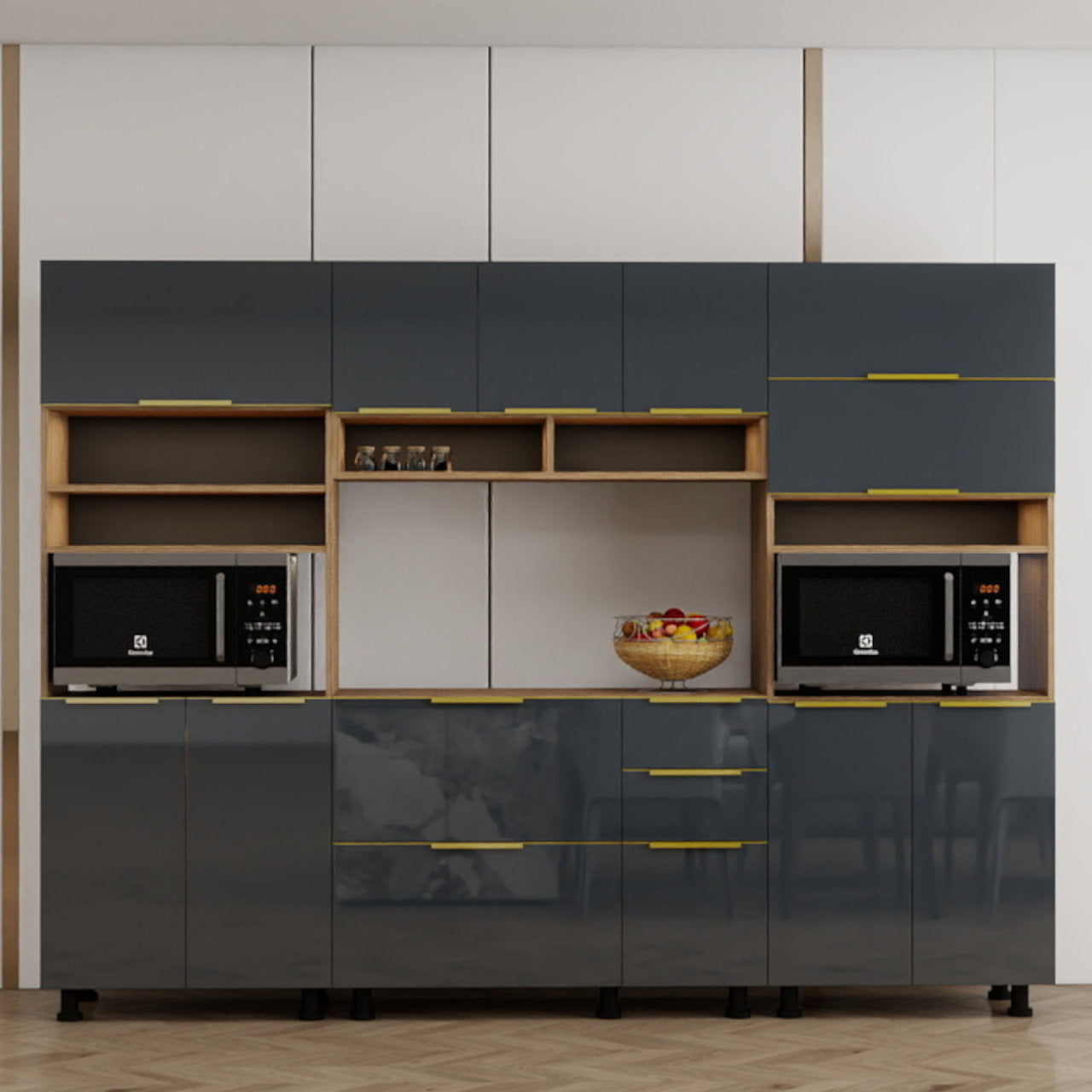 Modern Kitchen Set – Grey + Walnut MW960 – Bawas Furnishers