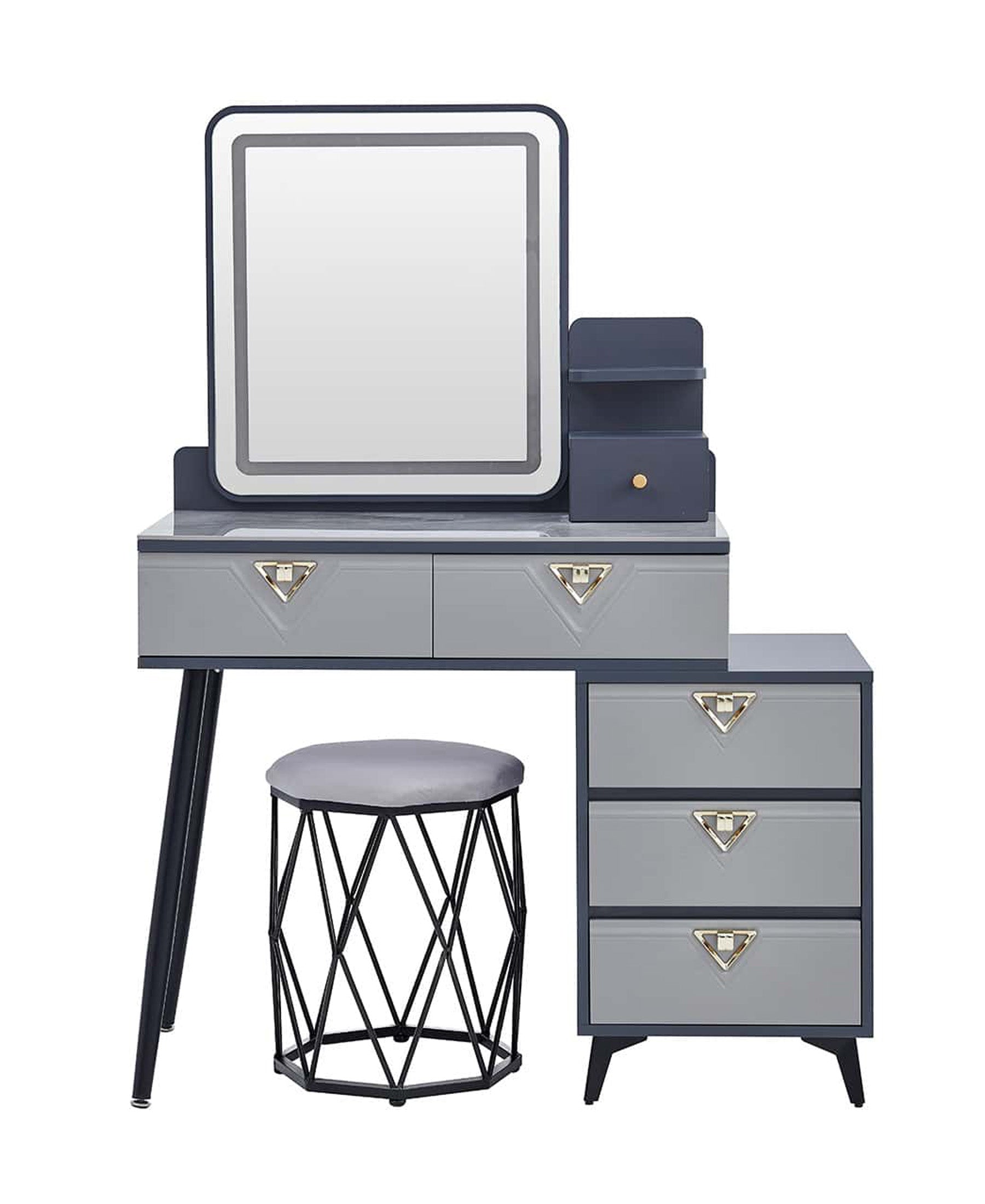 MWDRT02 Grey And White Dressing Table With Stool And Lights – Bawas ...