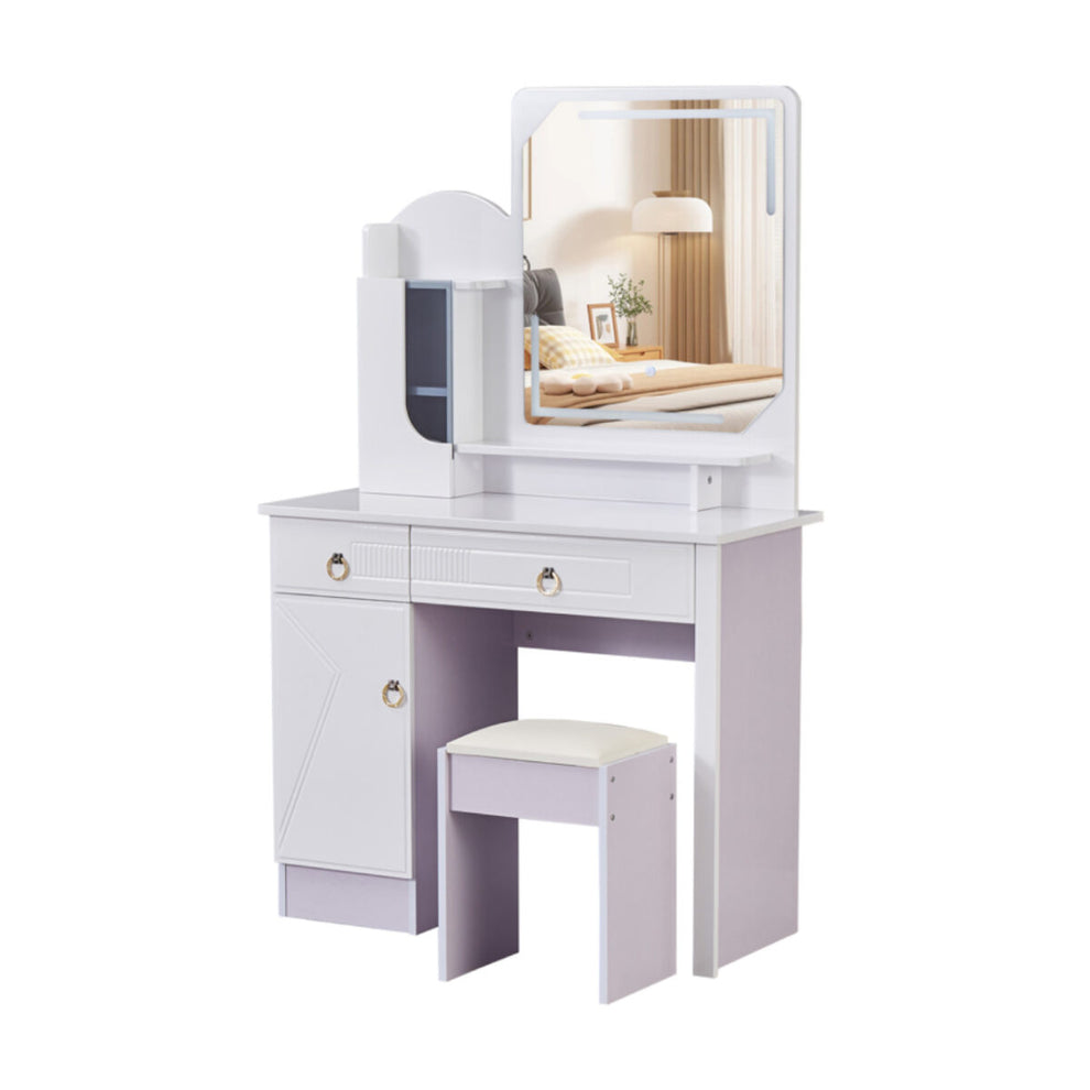 White Elegant Dressing Table with Mirror – MWMRDRT04 – Bawas Furnishers