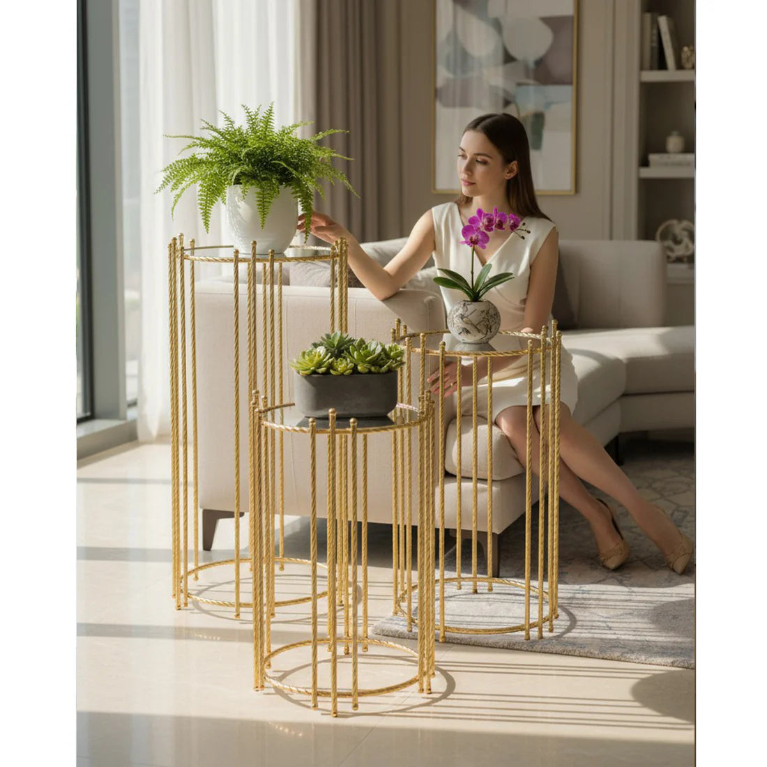 The Venus 3 Piece Coffee Table Set Gold – Bawas Furnishers