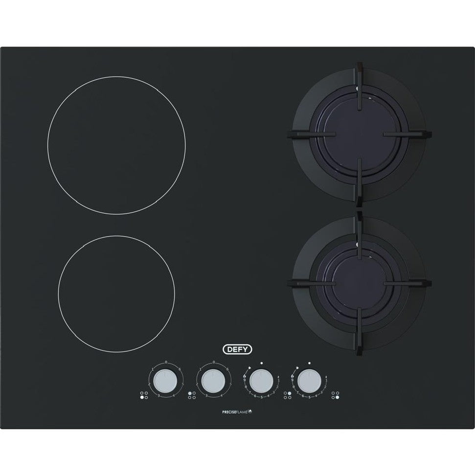 Defy 65cm Black Glass Dual Fuel Hob - DHG606 – Bawas Furnishers