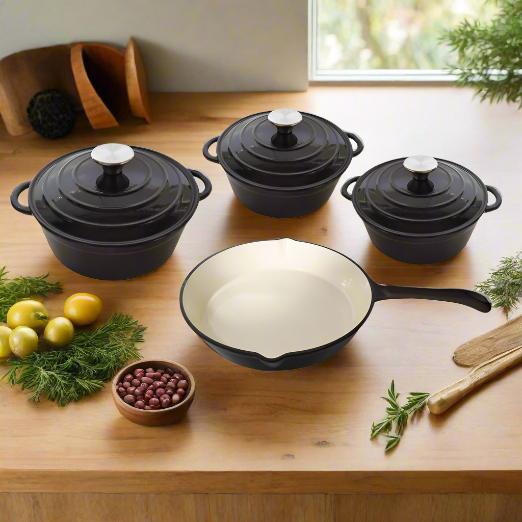 CTH 7 Piece Cast Iron Pot Set - Black – Bawas Furnishers